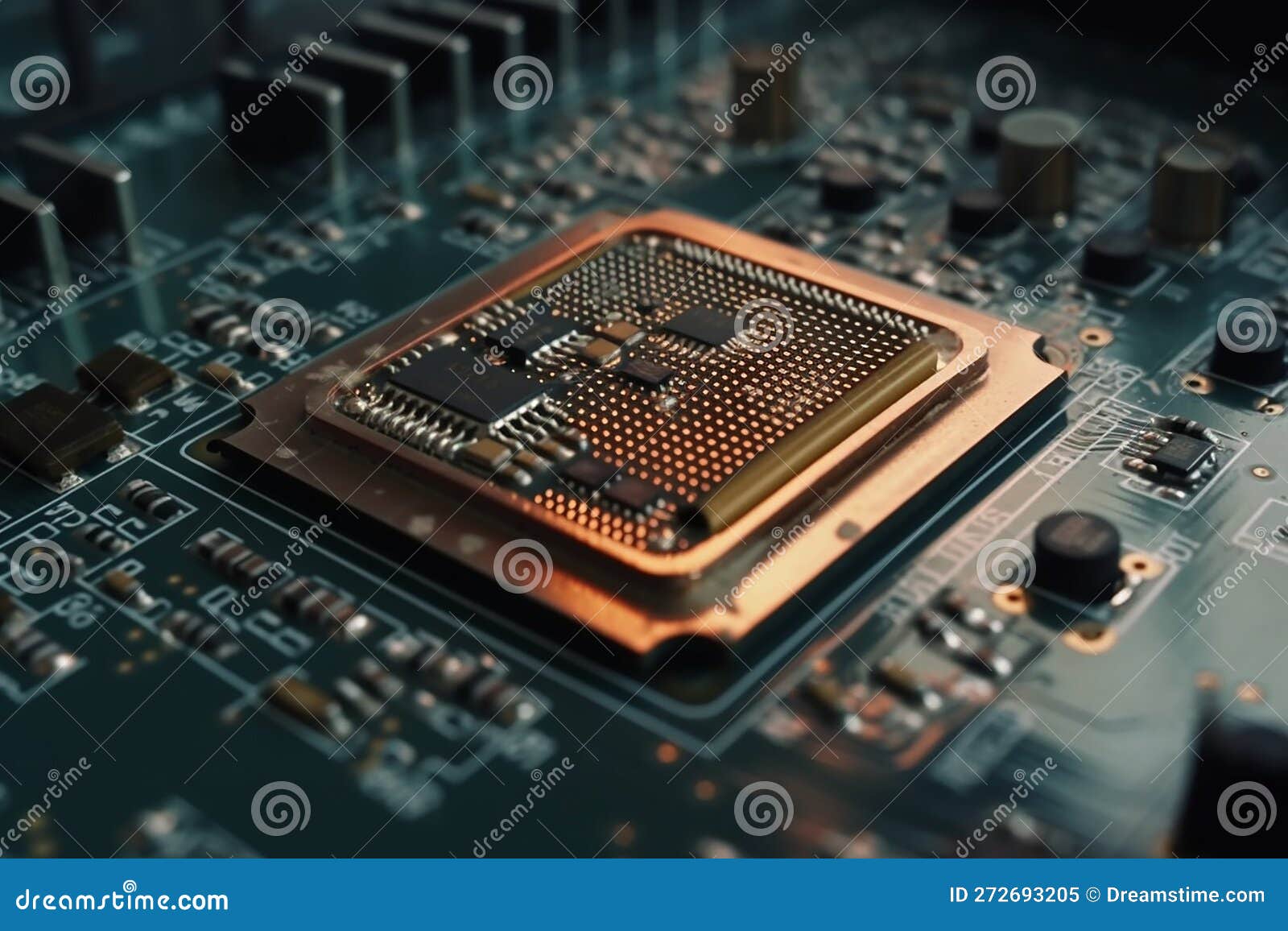 Electronic Circuit Board with Processor Stock Illustration ...