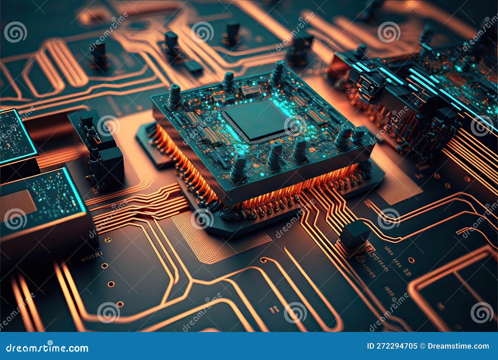 Electronic Circuit Board Technology Close-up. PC Computer Background ...