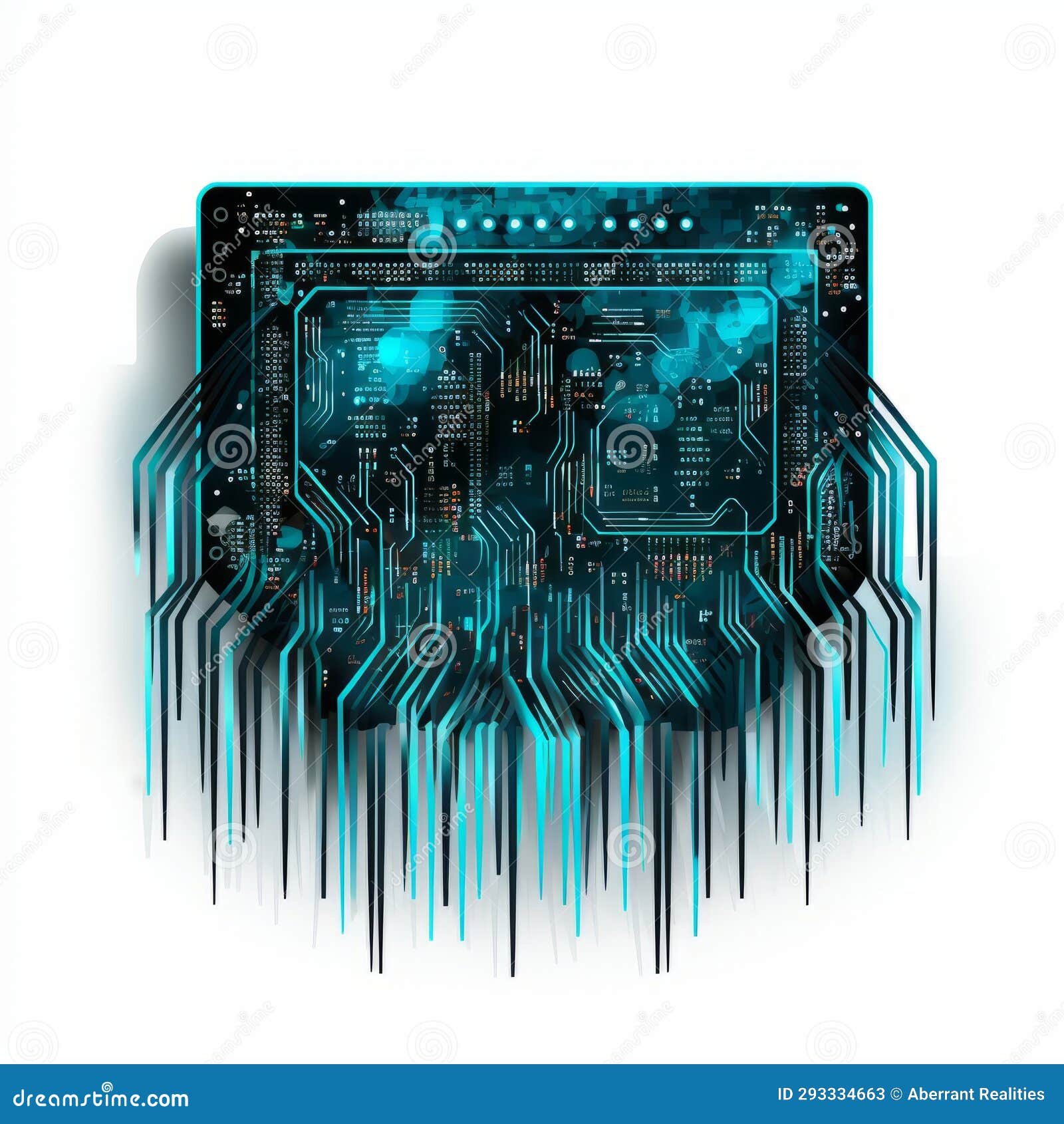 An Electronic Circuit Board on a White Background Stock Illustration ...
