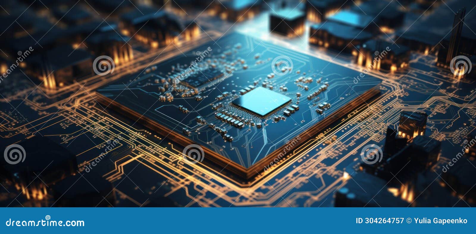 Electronic Circuit Board with a World Map in the Dark Stock Image ...