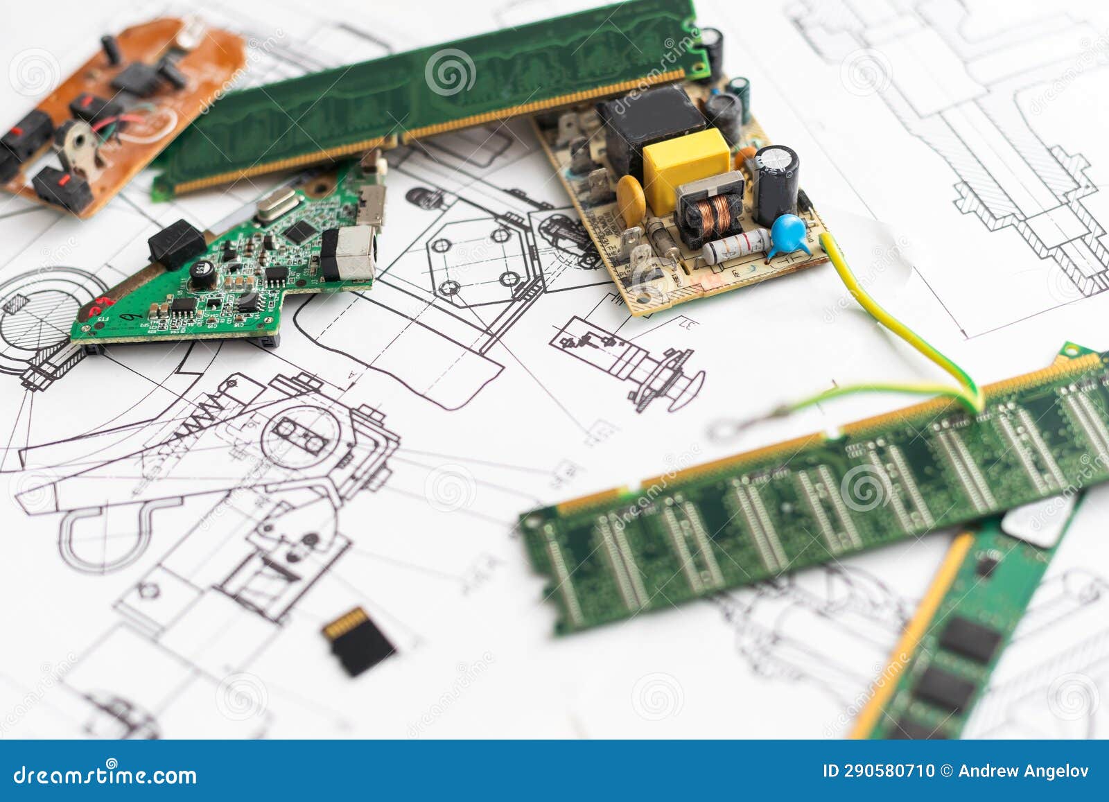 Electronic Circuit Boards on the Background of Electronic Scheme Stock ...