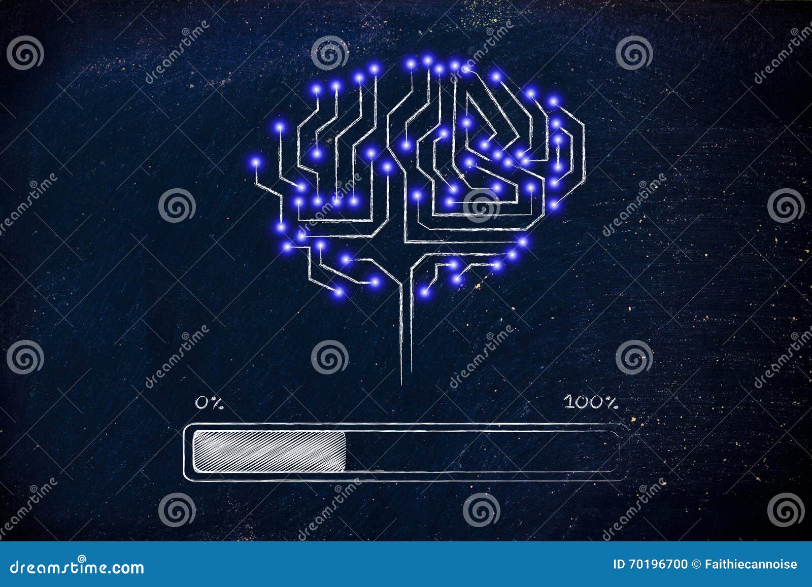Electronic Circuit Brain with Progress Bar Loading Stock Photo - Image ...
