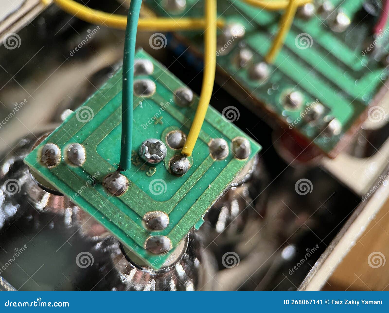 Electronic Circuit with Cable and Resistor on Blurred Background Stock ...
