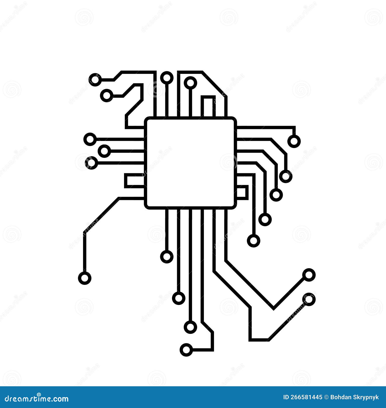 Electronic Circuit with Chip. Engineering and Digital Communication ...