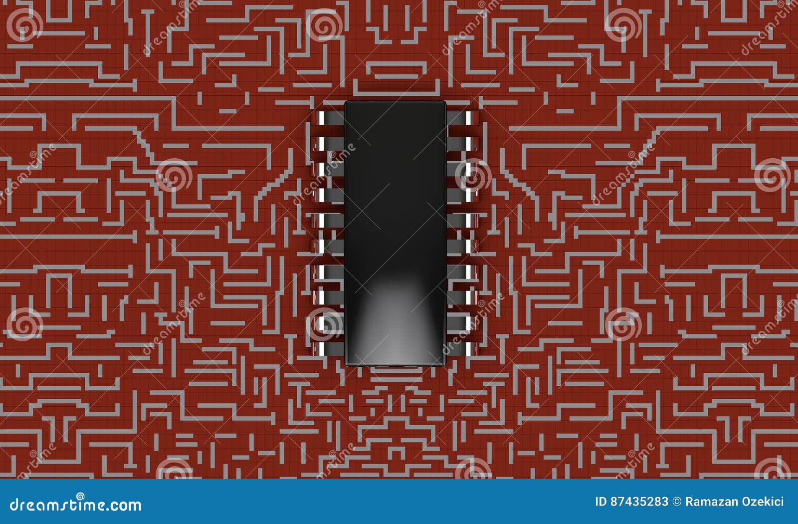 Electronic Circuit,chip Top View 3d Render Stock Illustration ...