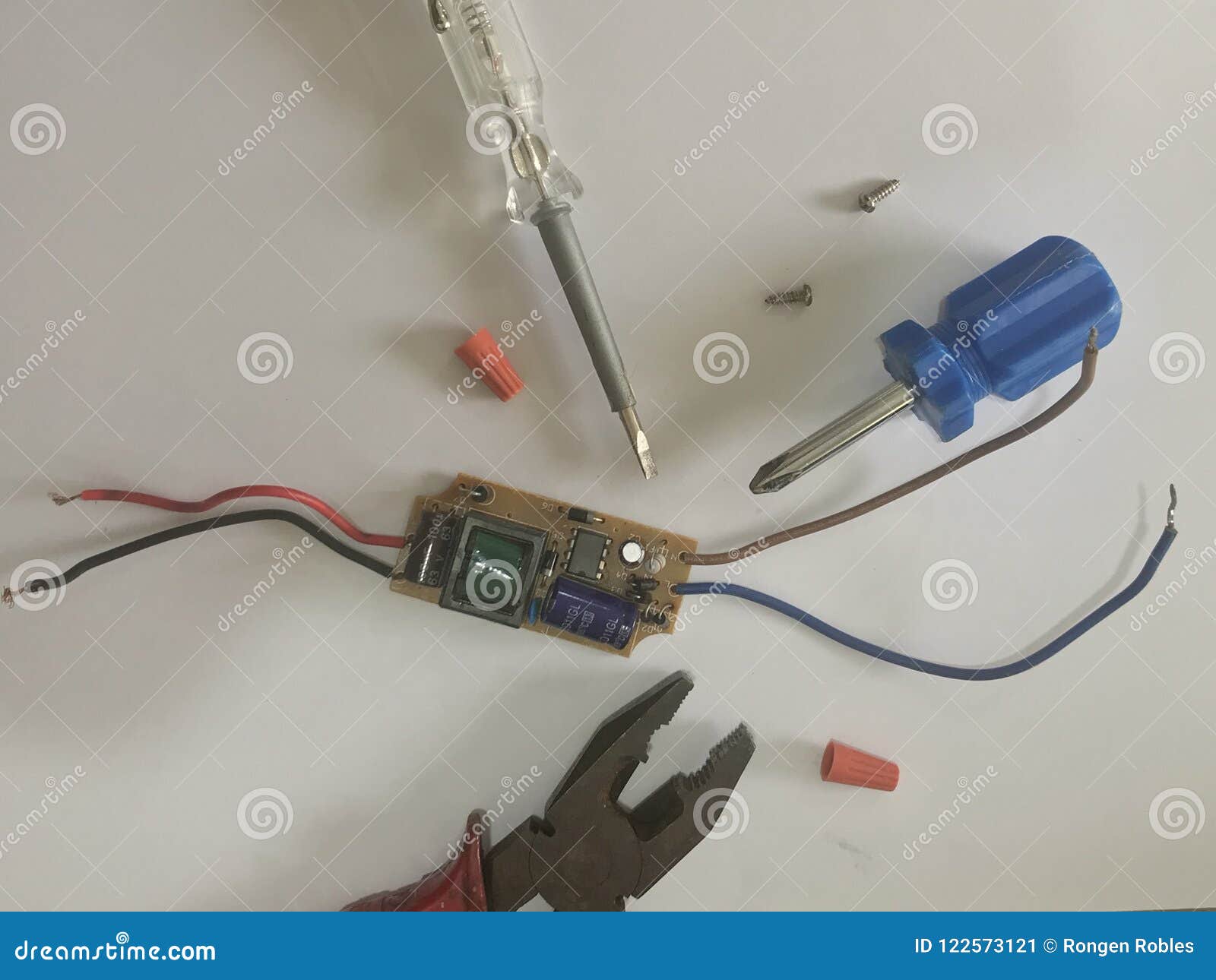 Electronic Mechanical Circuit Chips and Tools Stock Image - Image of ...