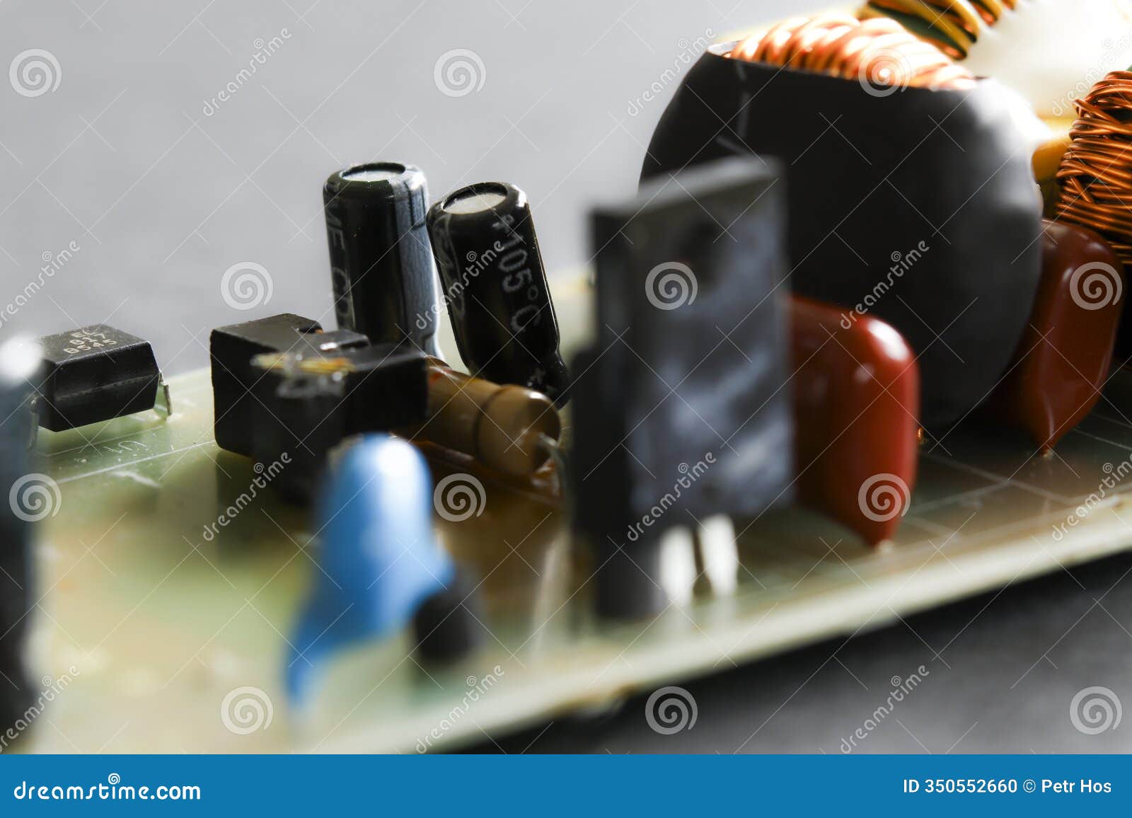 Electronic Circuit Closeup. LED Light Circuit Board with Capacitors and ...