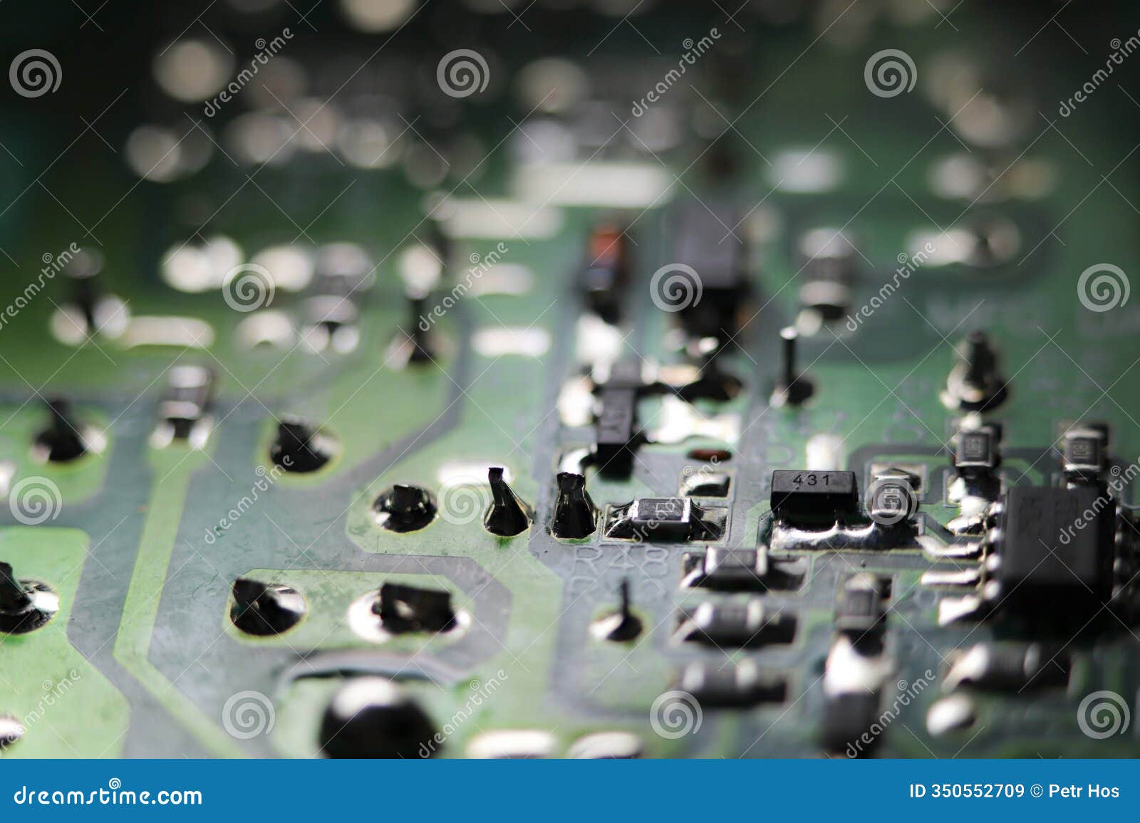 Electronic Circuit Closeup. LED Light Circuit Board with Capacitors and ...