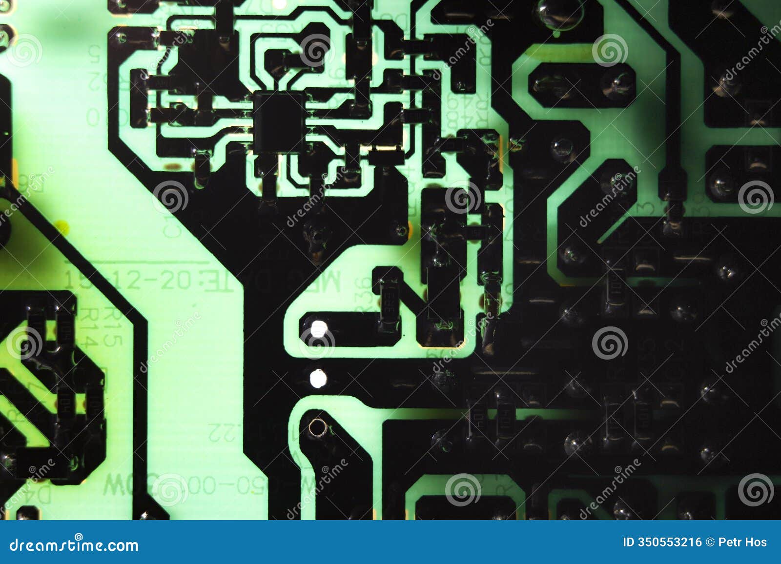 Electronic Circuit Closeup. LED Light Circuit Board with Capacitors and ...