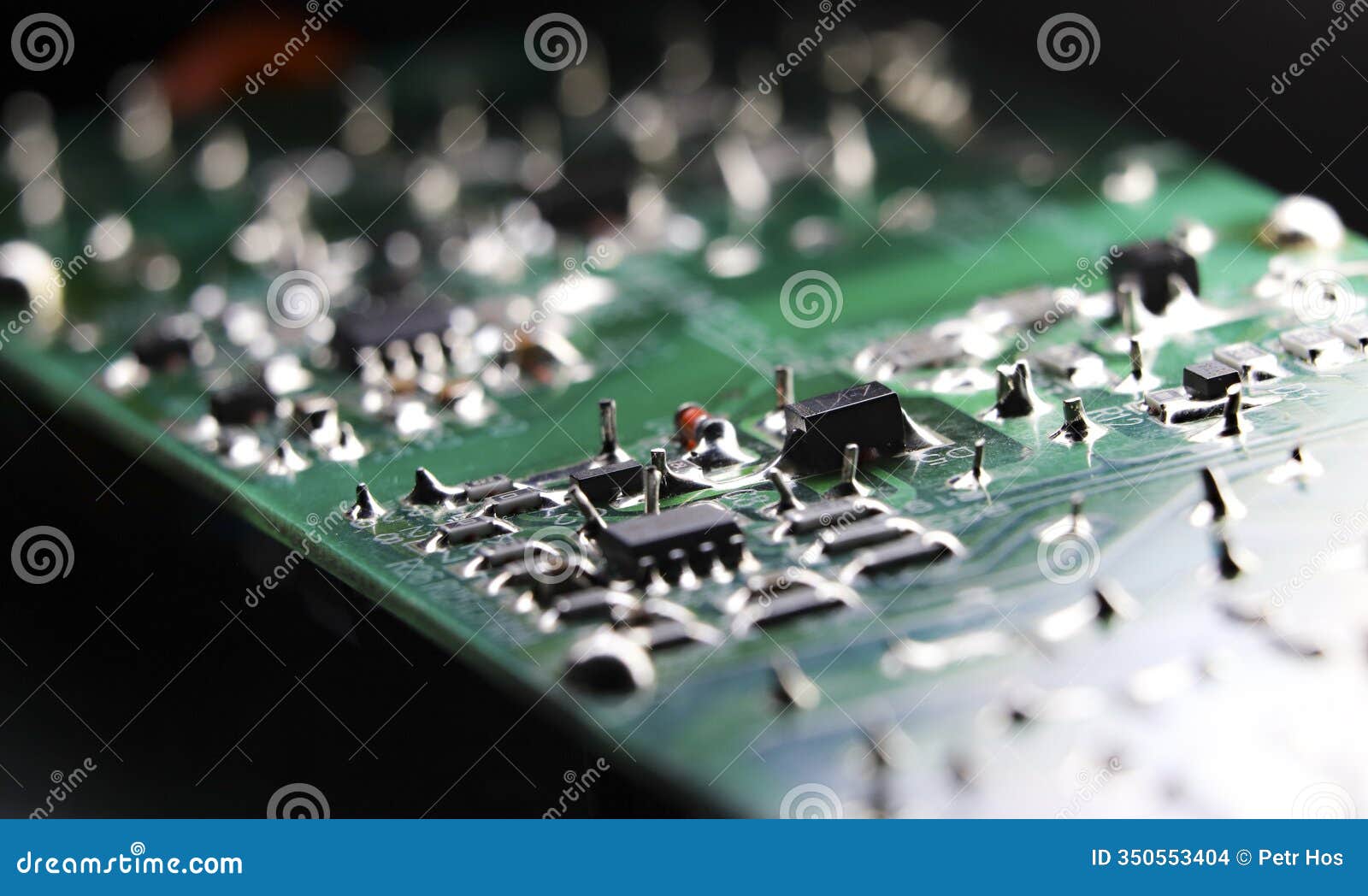 Electronic Circuit Closeup. LED Light Circuit Board with Capacitors and ...