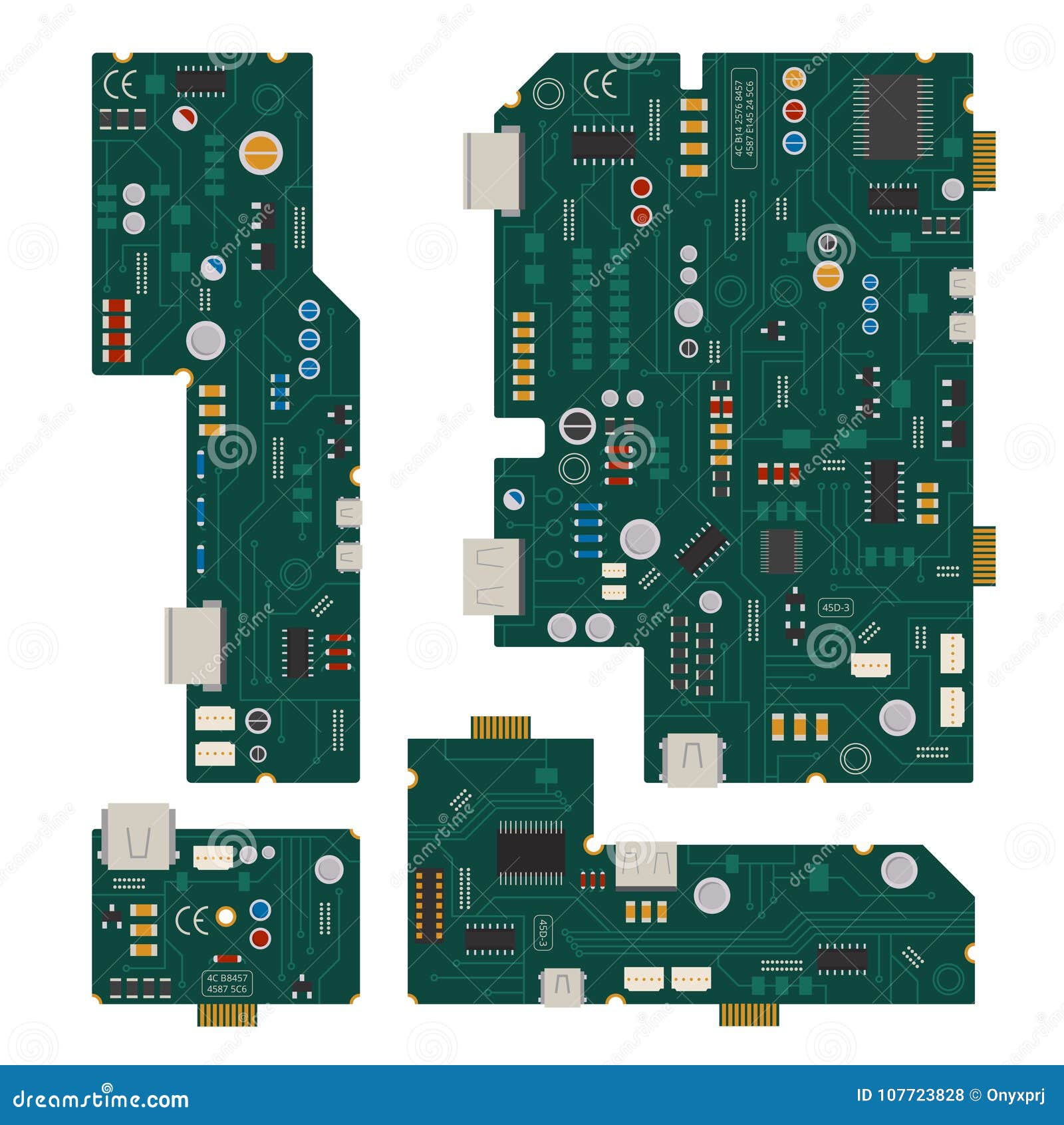 Electronic Circuit. Computer Mother Board with Diodes and Other ...