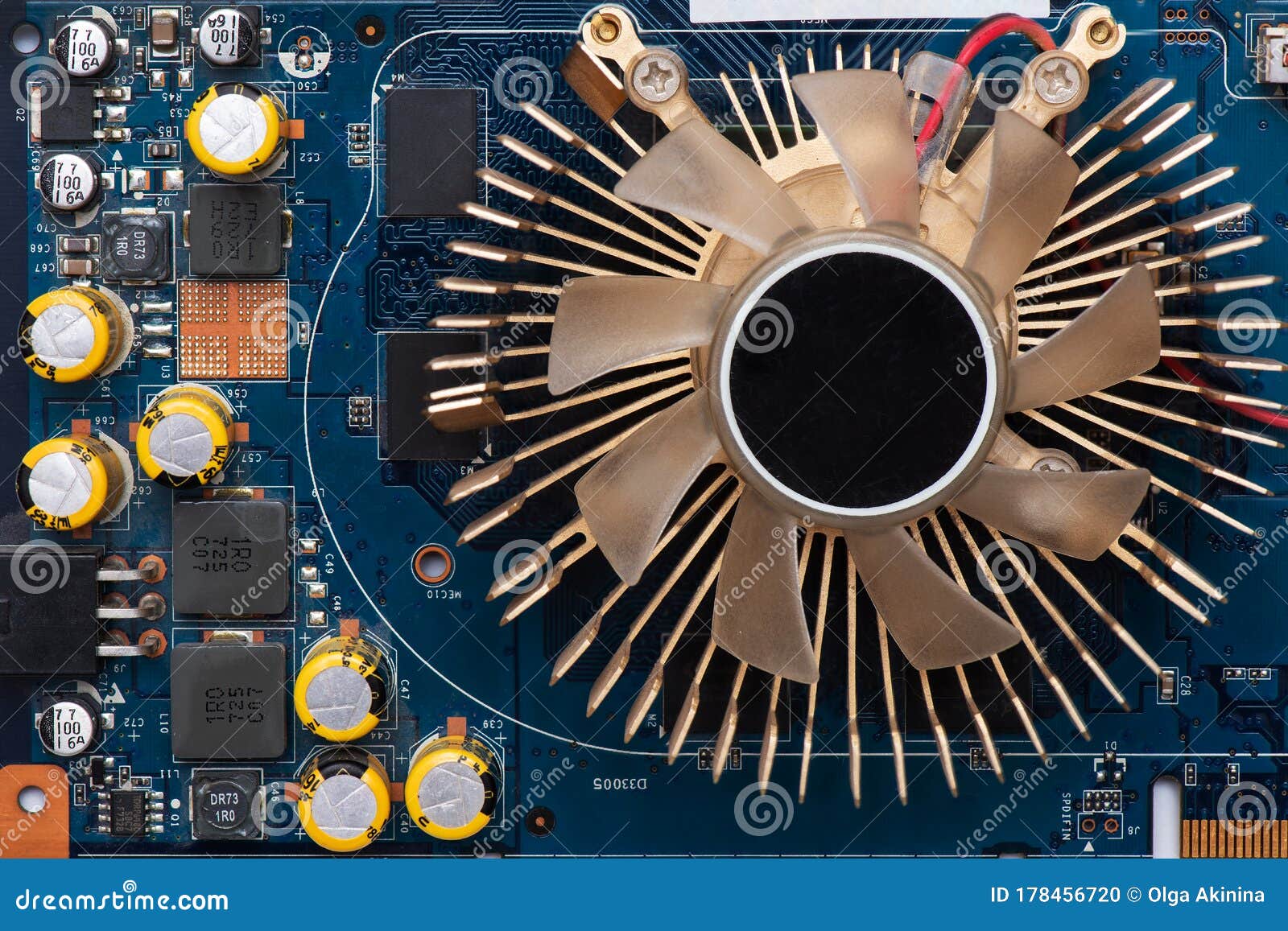 Electronic Circuit and Cooling Fin at Computer Video Card. Equipment ...