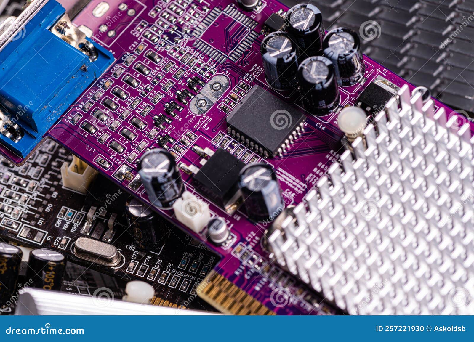 Electronic Circuit and Cooling Fin at Computer Video Card, Stack with ...