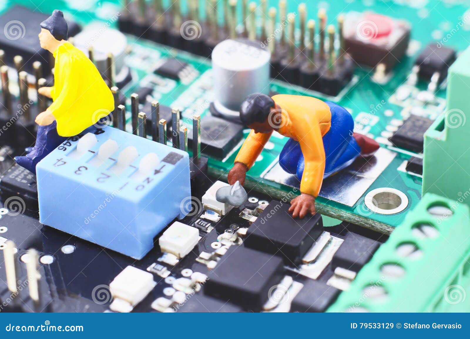 Electronic Circuit with Figure. Stock Image - Image of digital ...