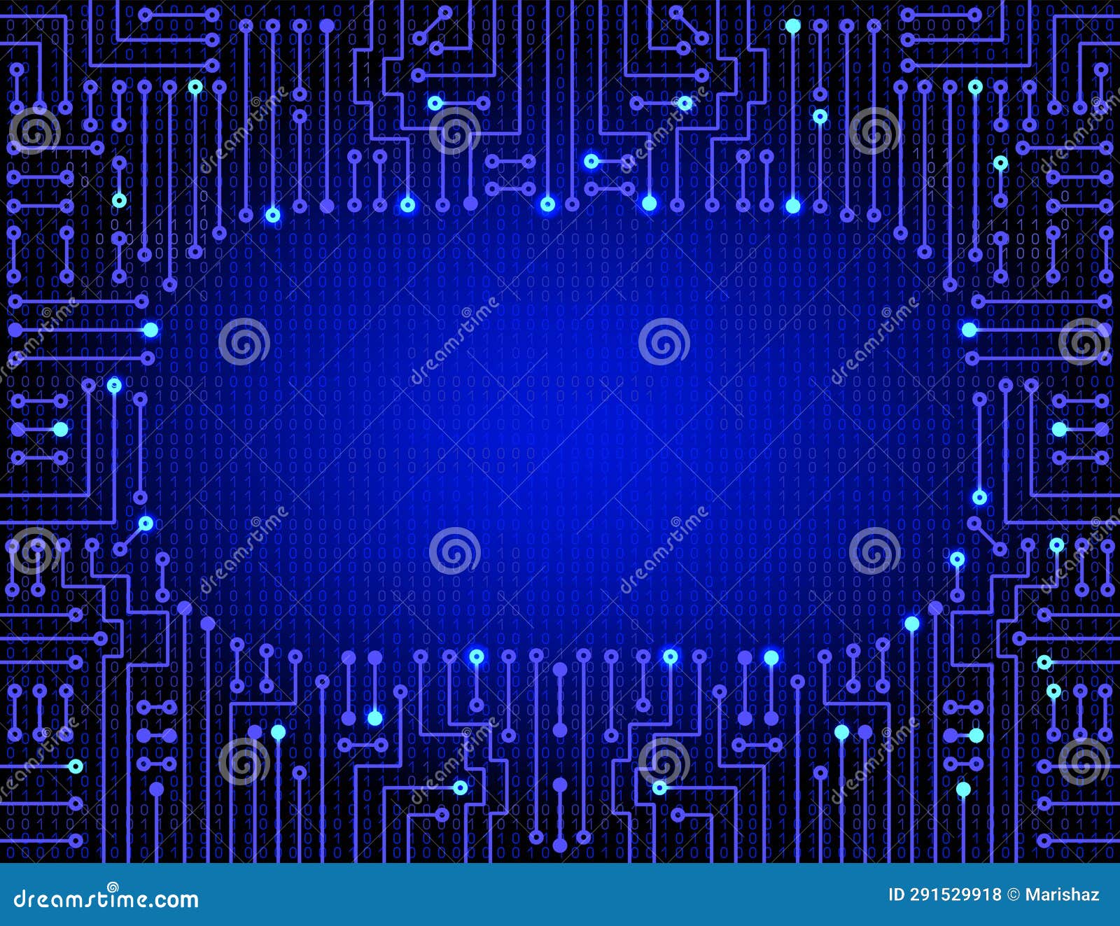 Electronic Circuit Frame on Binary Code Background. High Tech Concept ...