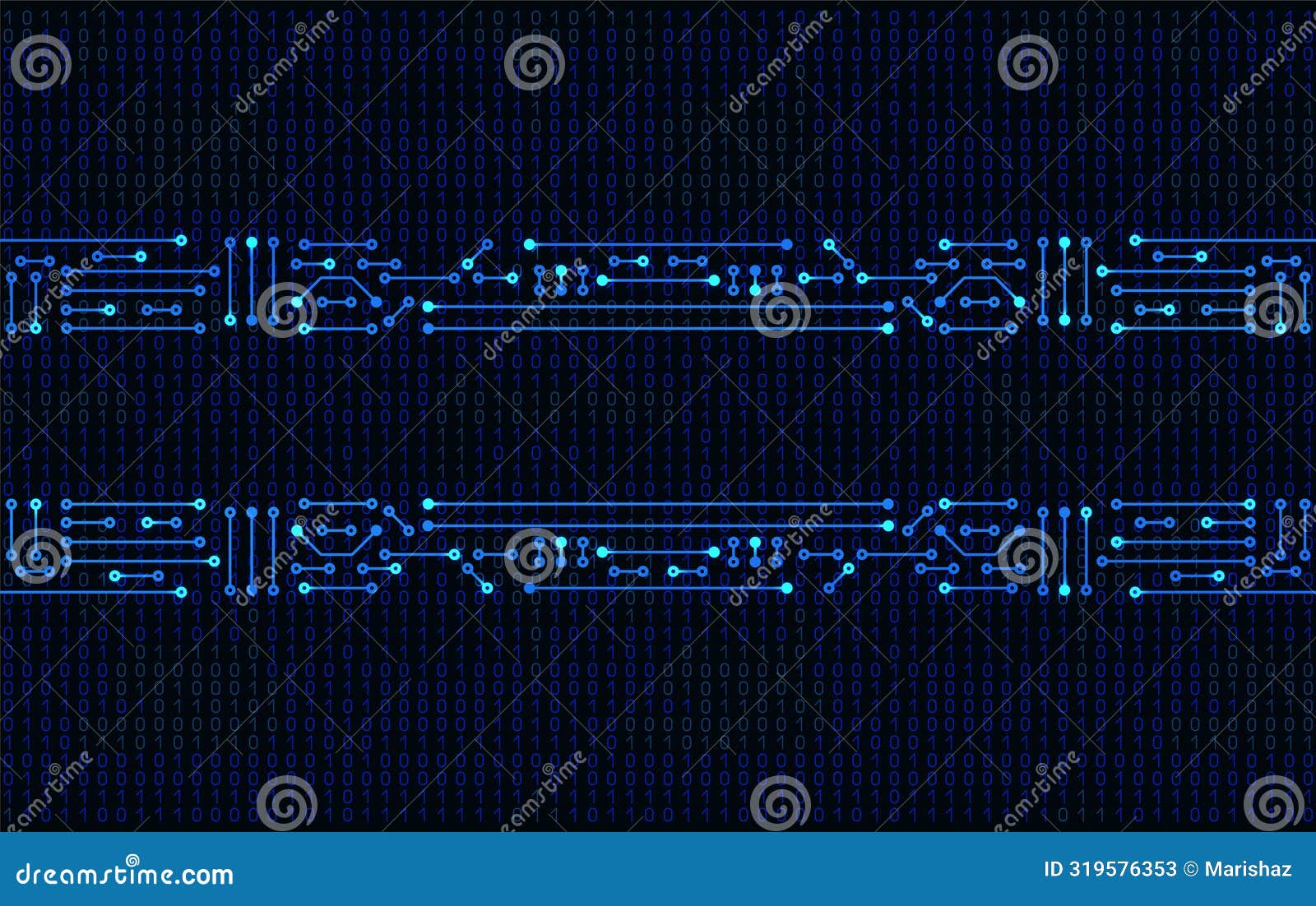 Electronic Circuit Frame On Binary Code Background. High Tech Concept. Digital Banner Cartoon ...