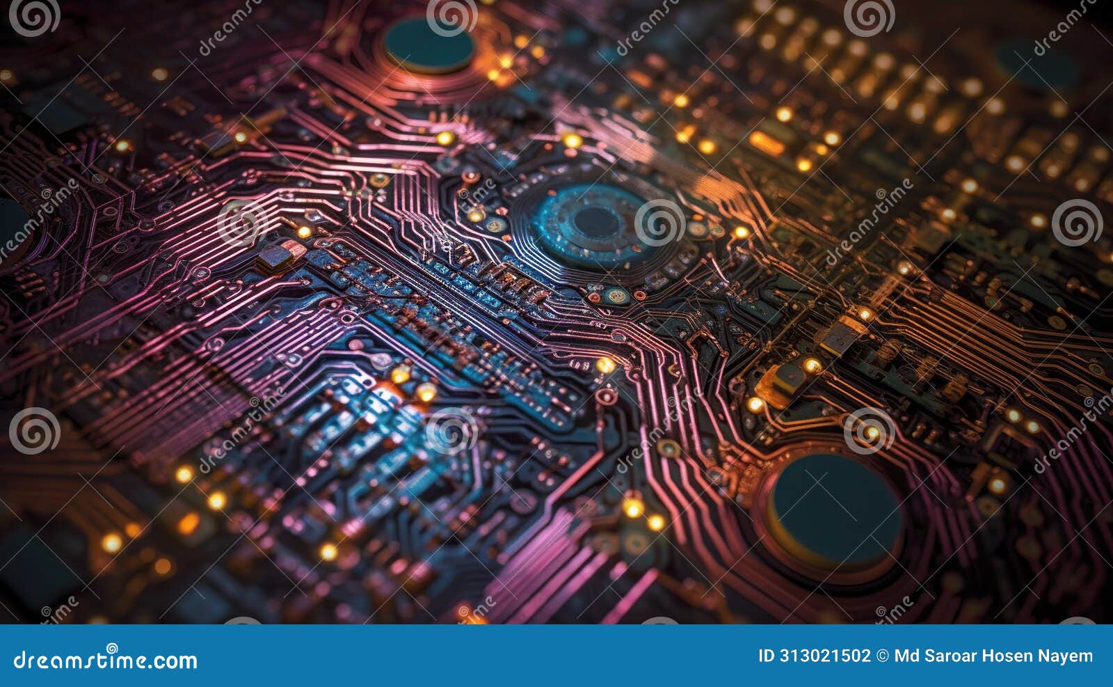 Electronic Circuit Intricate Pathways, Microcomponents, Aesthetics ...