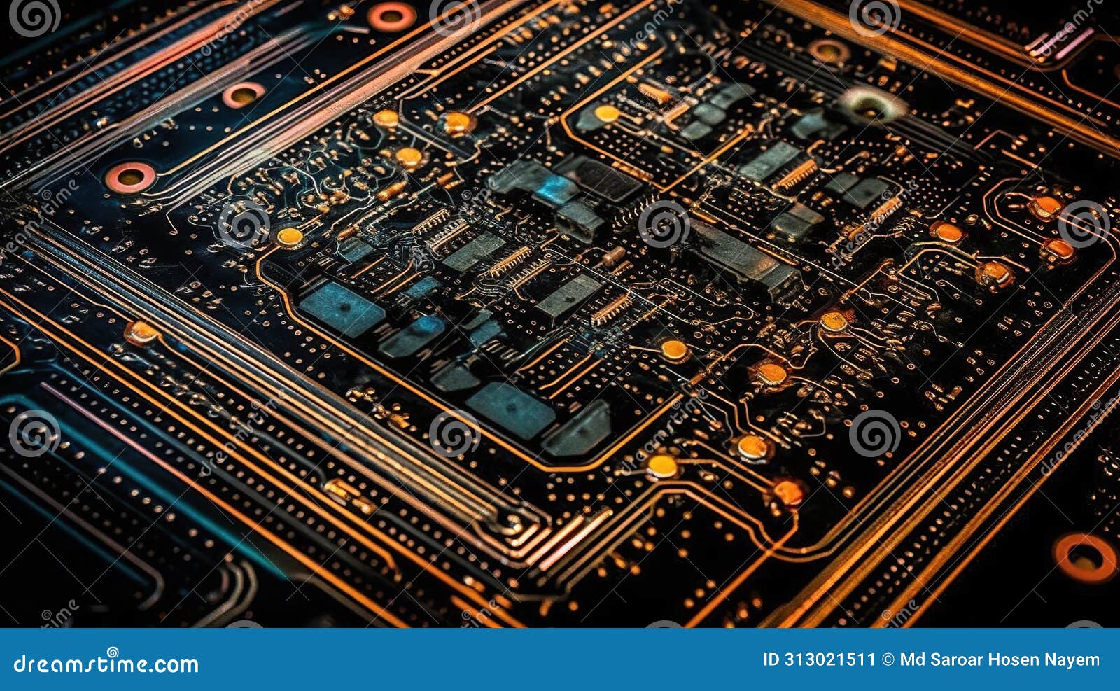 Electronic Circuit Intricate Pathways, Microcomponents, Aesthetics ...