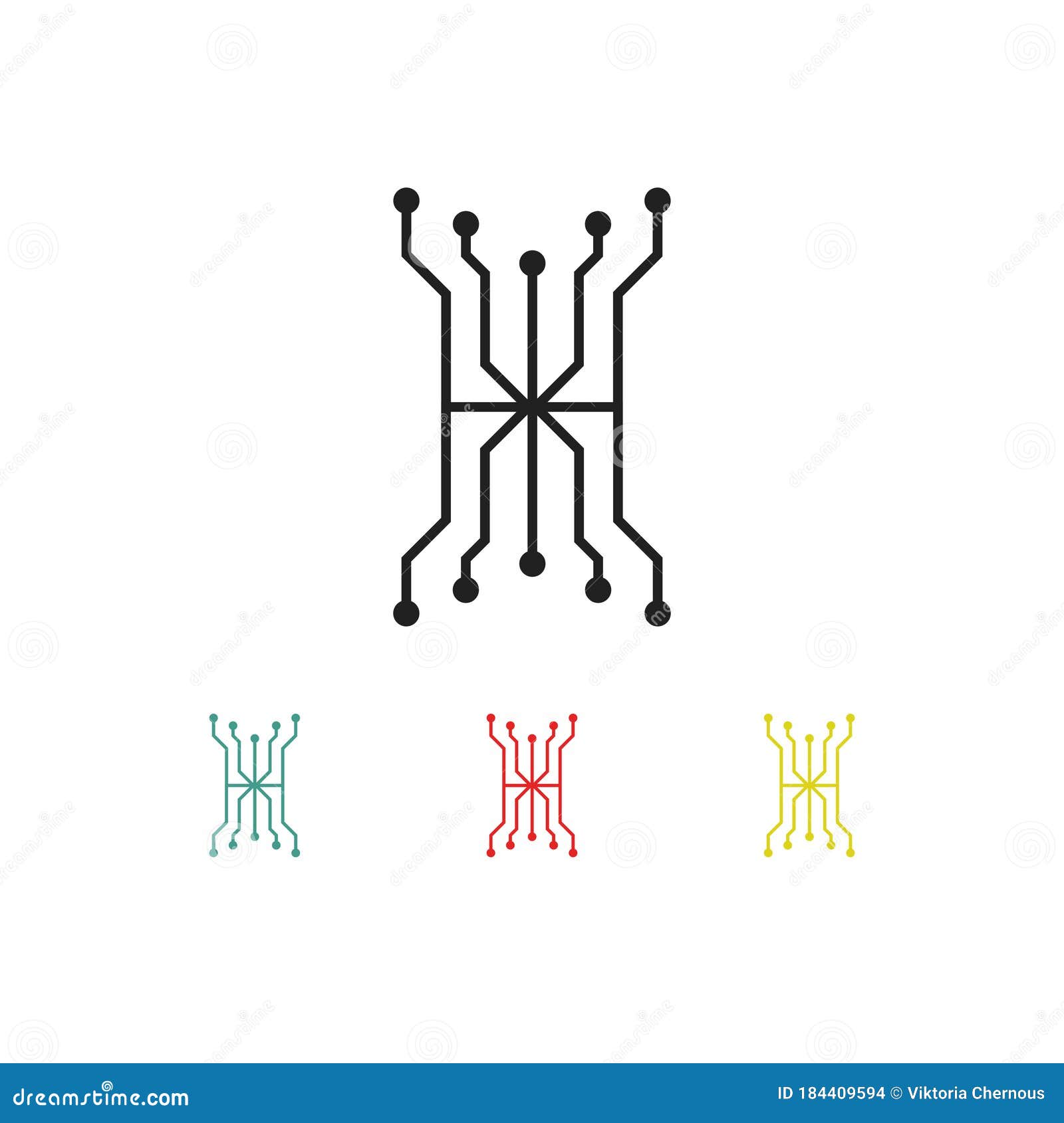 Electronic Circuit Line Icon, Vector Illustration Stock Illustration ...