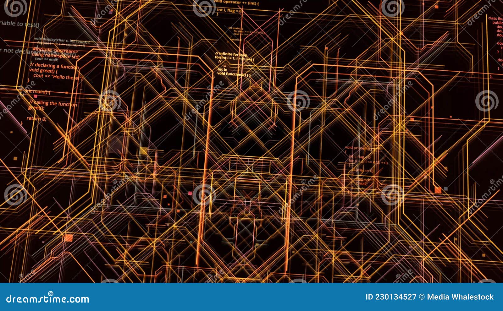 Electronic Circuit Lines. Motion. Animation of Three-dimensional Moving ...