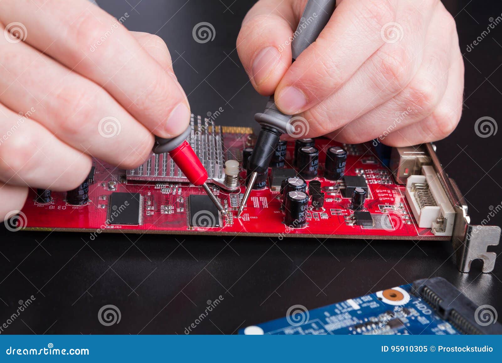 Electronic Circuit Red Board Inspecting Close Up Stock Image - Image of ...