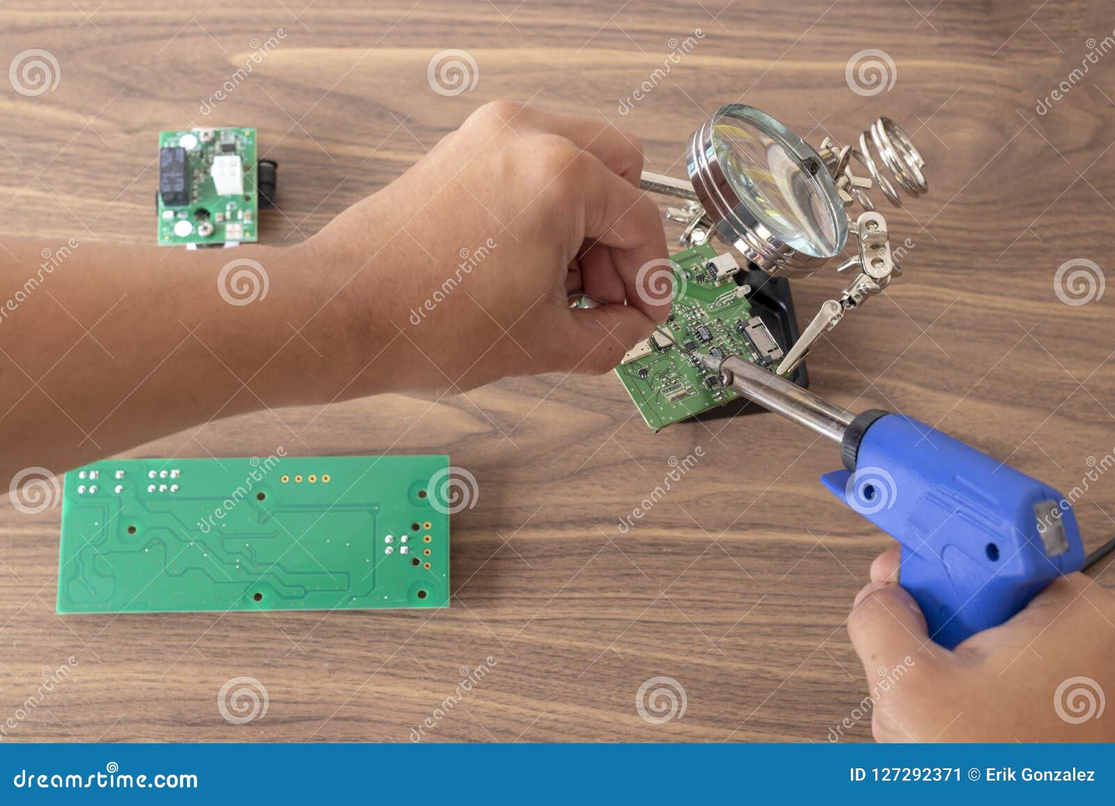 Electronic circuit repair stock image. Image of electronic - 127292371