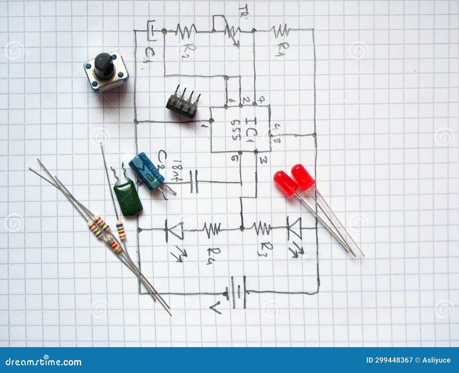 Electronic Circuit Scheme and Components Stock Image - Image of ...