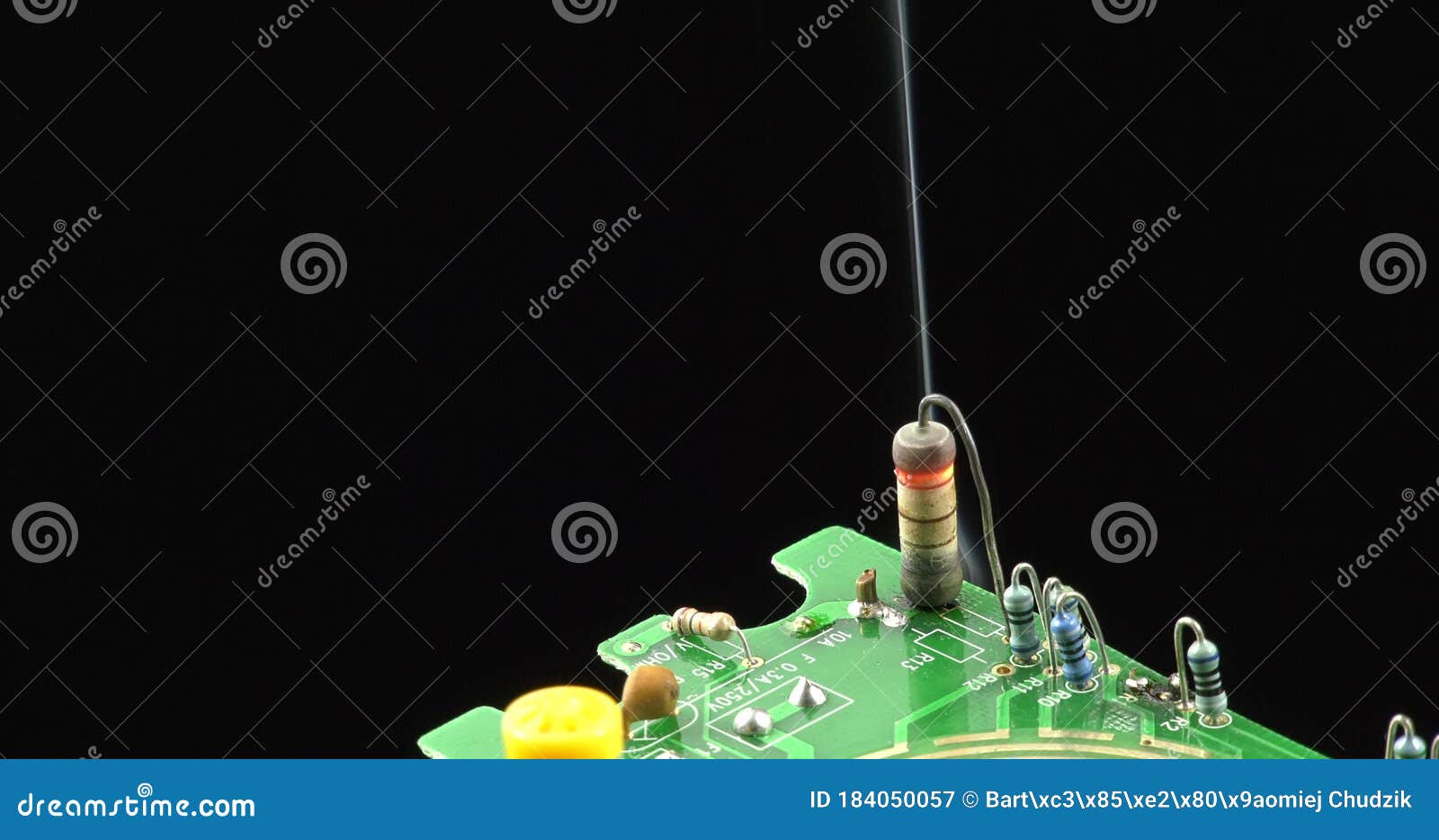 Electronic Circuit Shorted on Resistor on PCB Stock Video - Video of ...