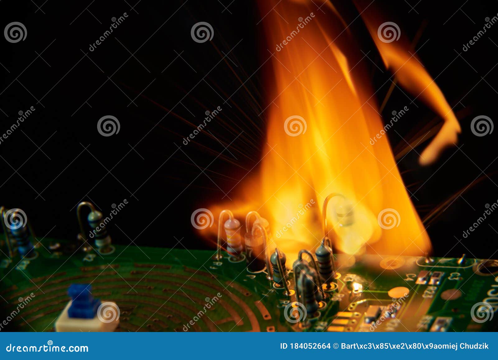 Electronic Circuit Shorted On Resistor On PCB Stock Photo ...