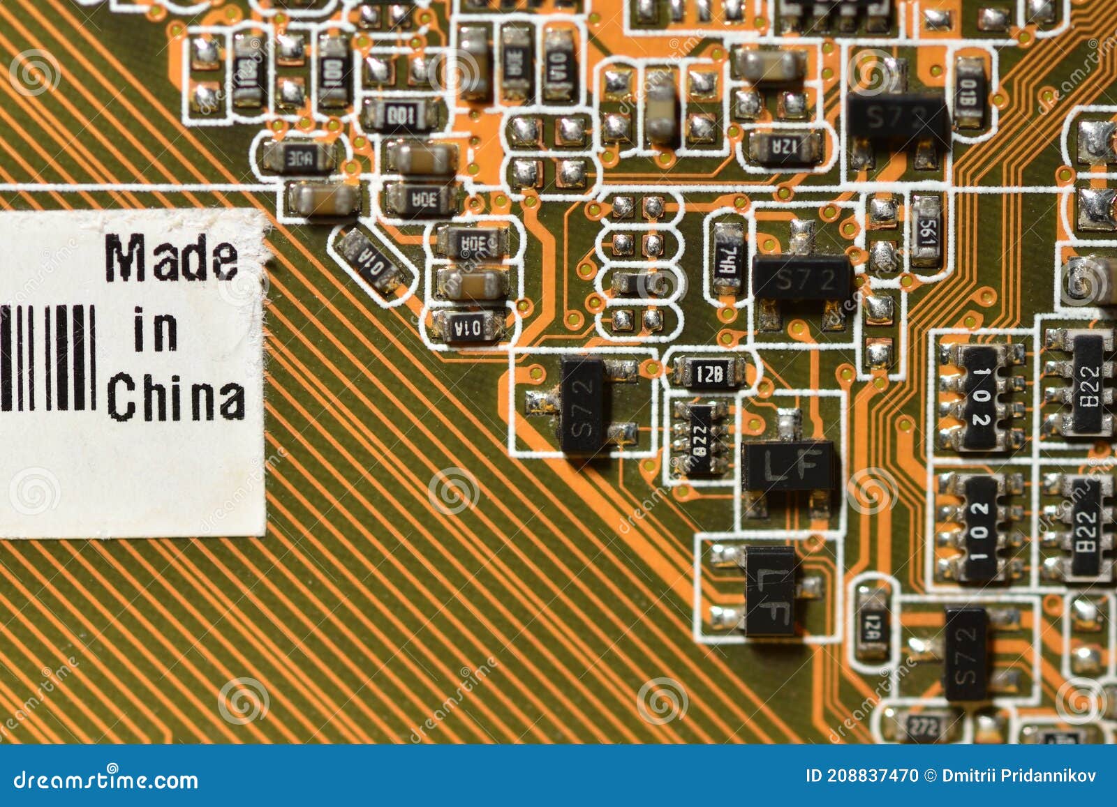 Electronic Circuit with Sticker Made in China Stock Photo - Image of ...