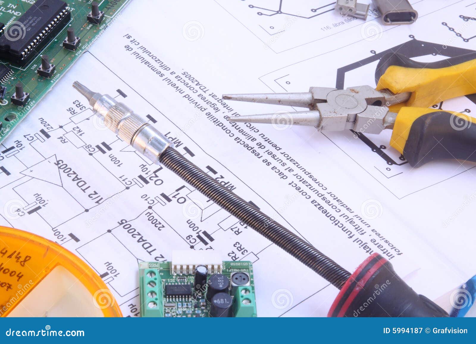 Electronic Circuit and Tools Stock Image - Image of circuit, manual ...