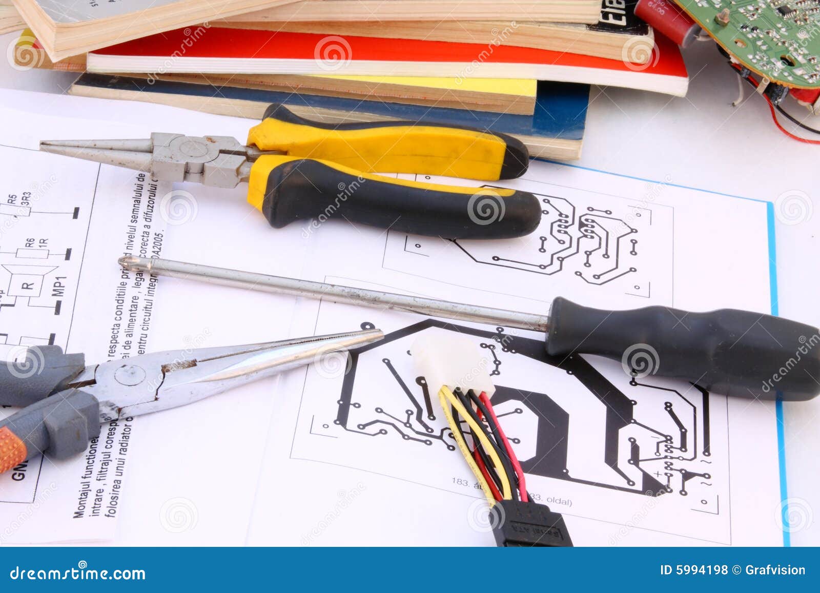 Electronic Circuit and Tools Stock Photo - Image of schematic ...