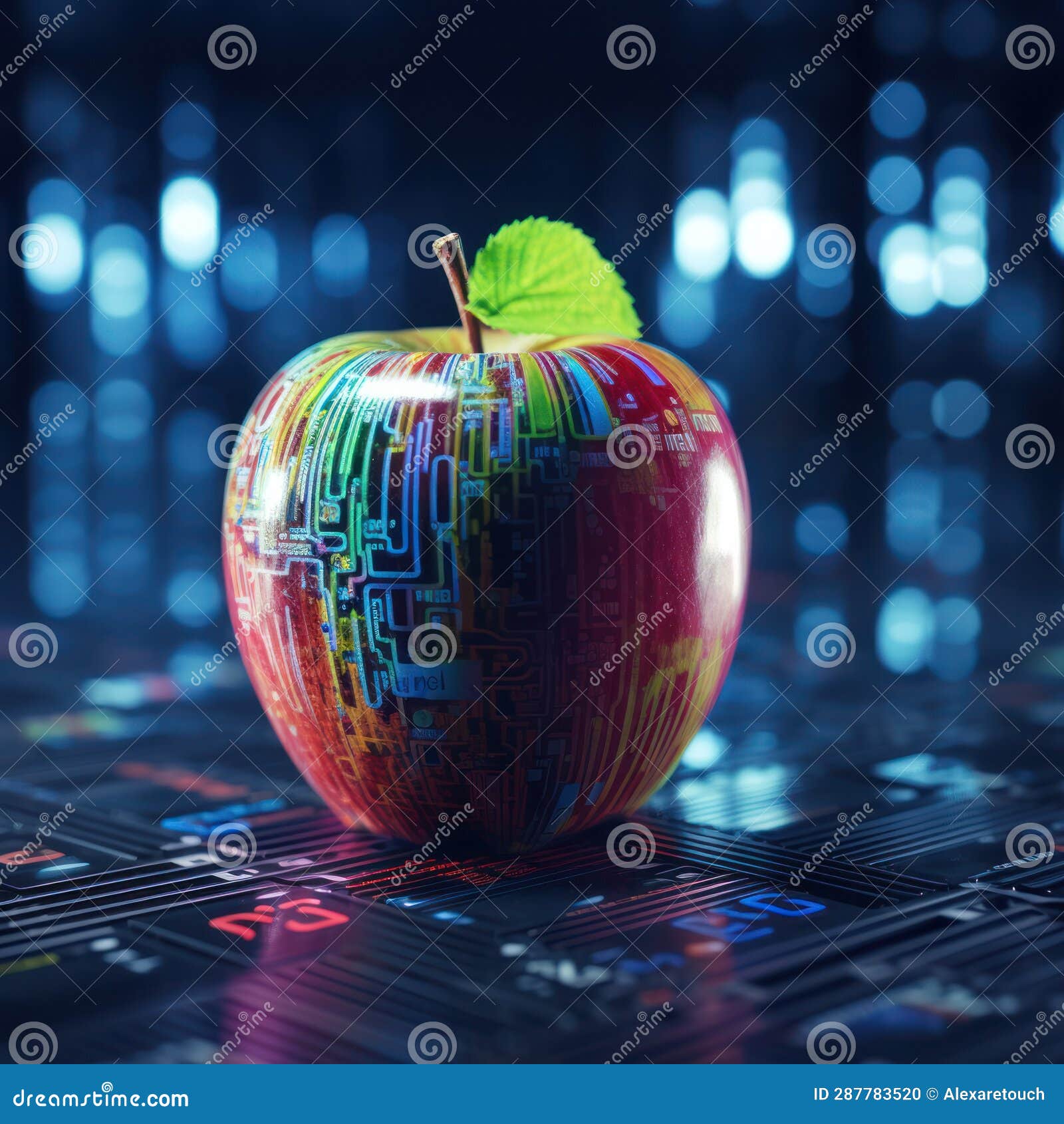 Electronic Circuits on Apple in Laboratory Stock Illustration ...