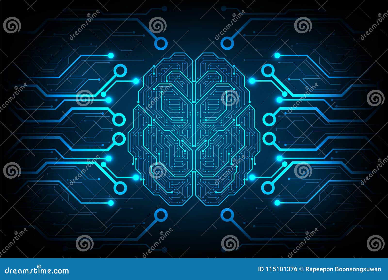 Electronic Circuits in the Form of the Brain. Stock Vector ...