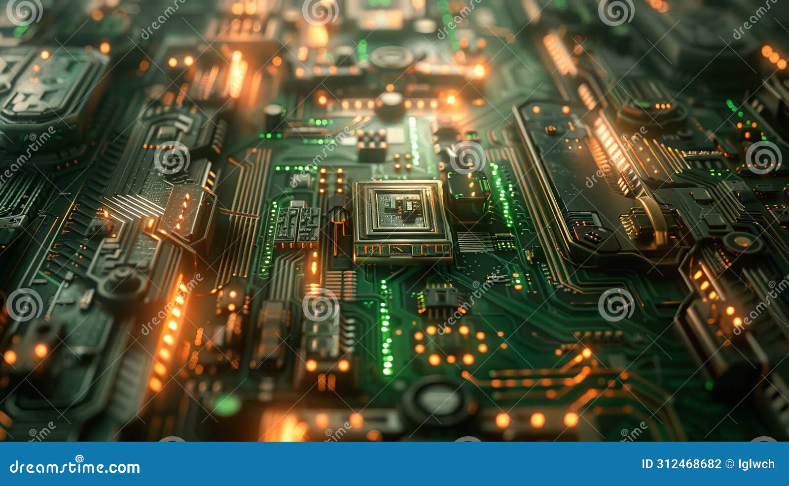 Electronic Circuits Glow Green. Stock Photo - Image of conductor ...