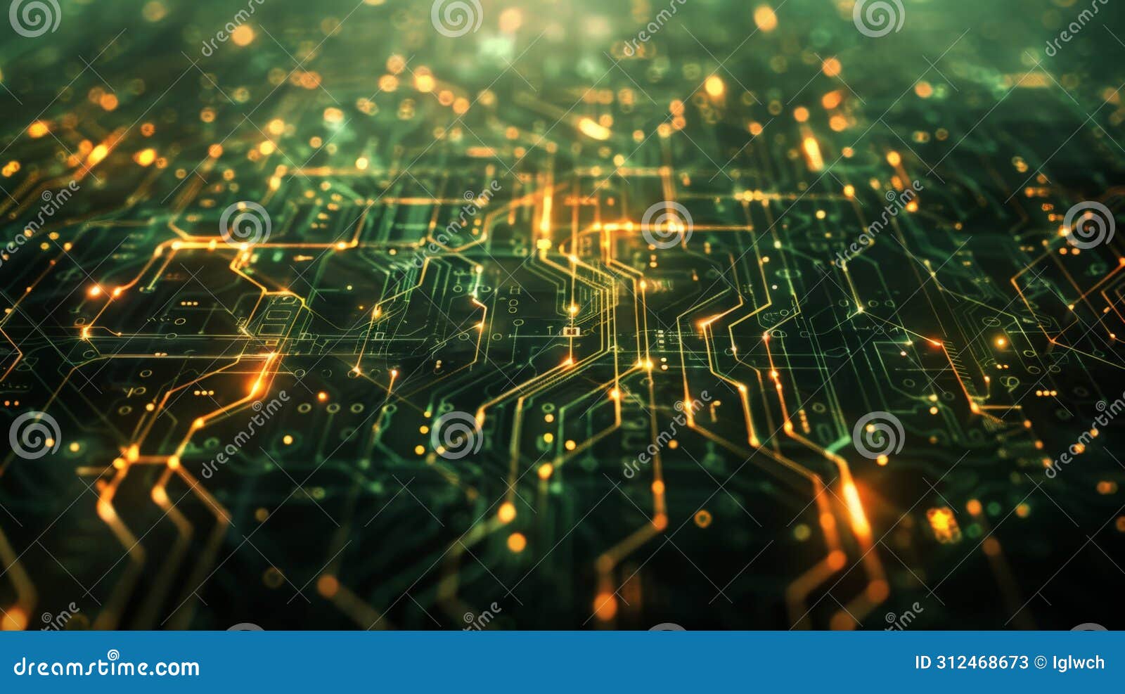 Electronic Circuits Glow Green. Stock Image - Image of hightech ...