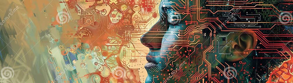 Electronic Circuits and Human Integration Represented through Abstract ...