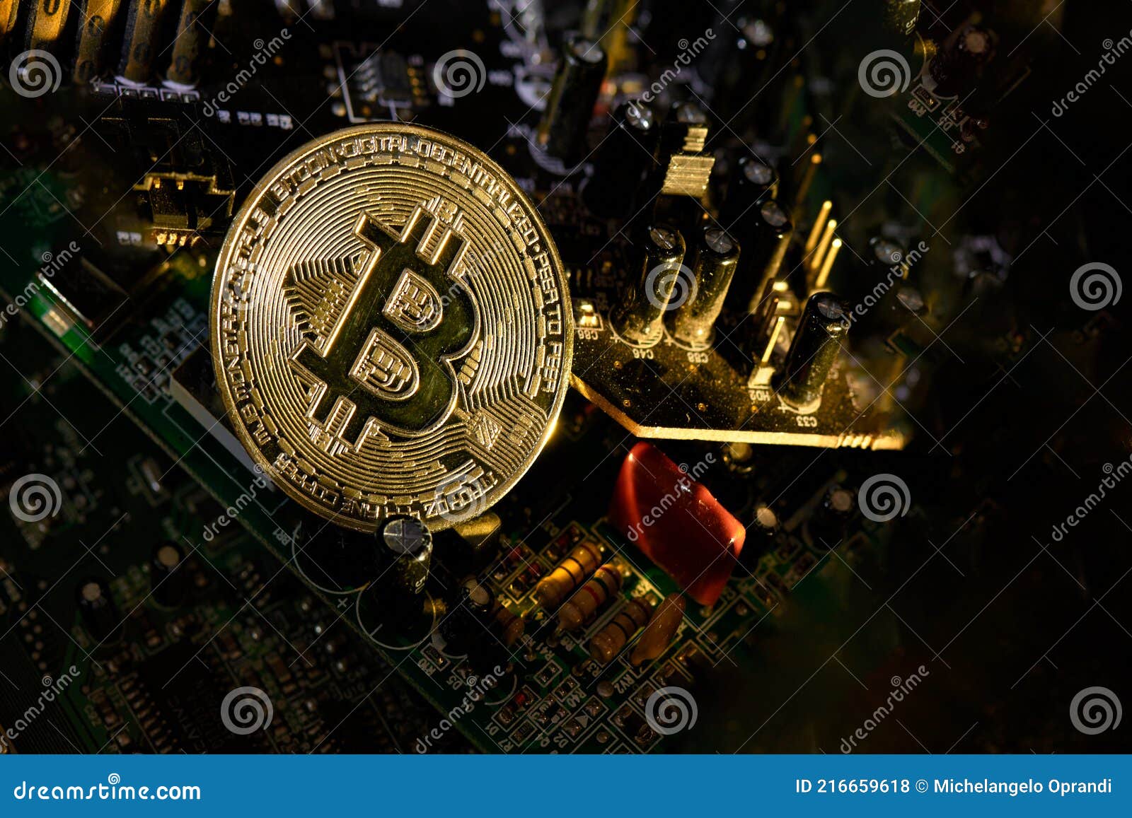 Electronic Circuits with Resting a Cryptovaluta Coin Editorial Stock ...