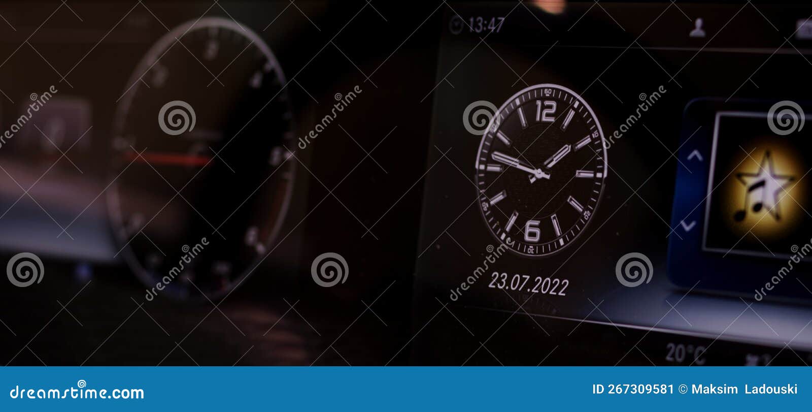 Electronic Clock on the Dashboard Stock Image - Image of comfortable ...