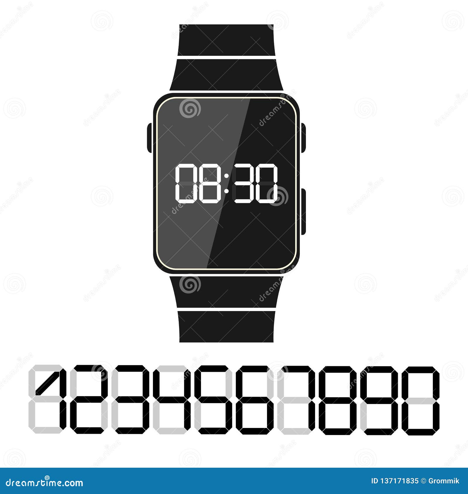 Electronic Clock with a Set of Numbers To Design Your Time, Flat Stock ...