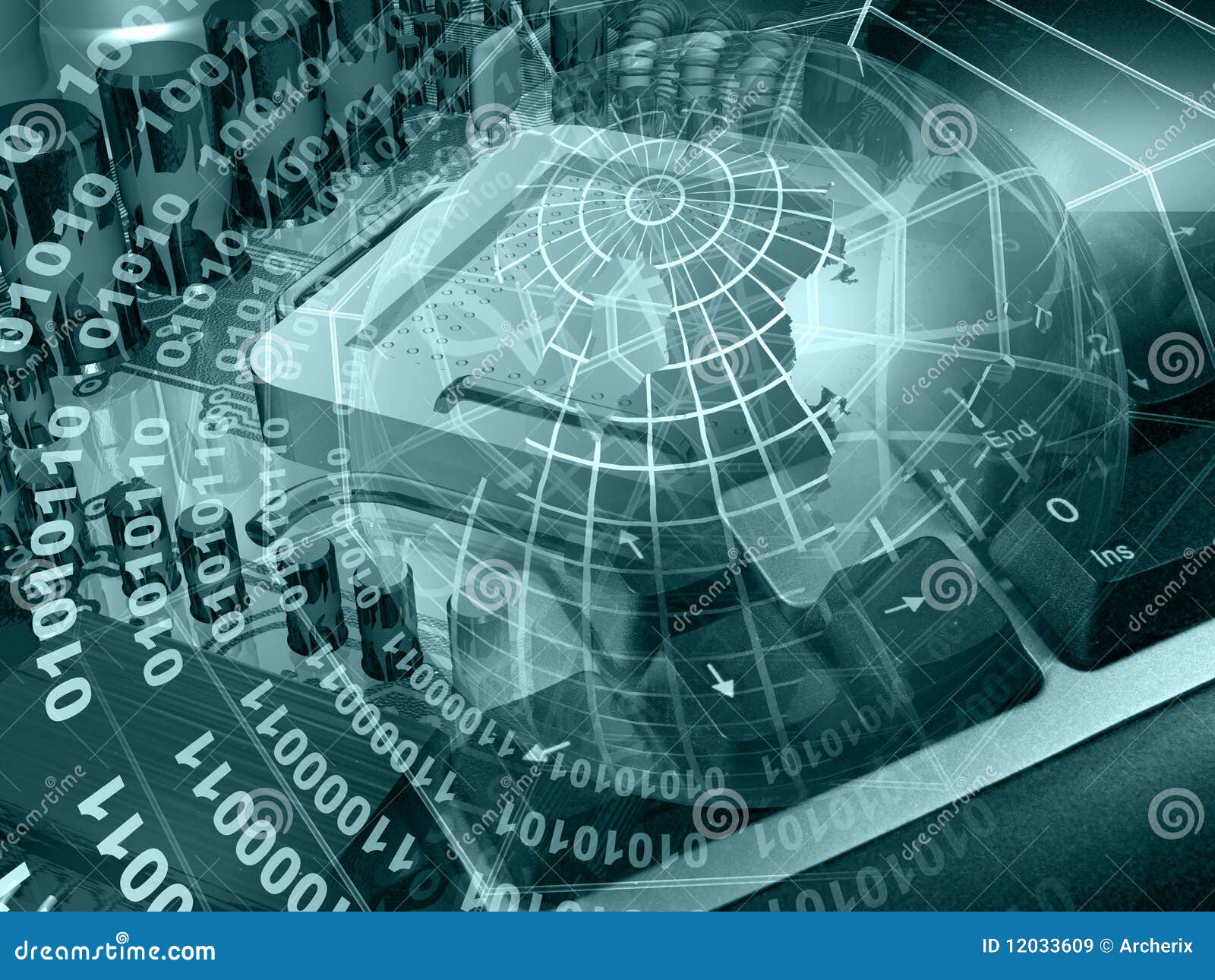 Electronic collage (blue) stock illustration. Illustration of stars ...