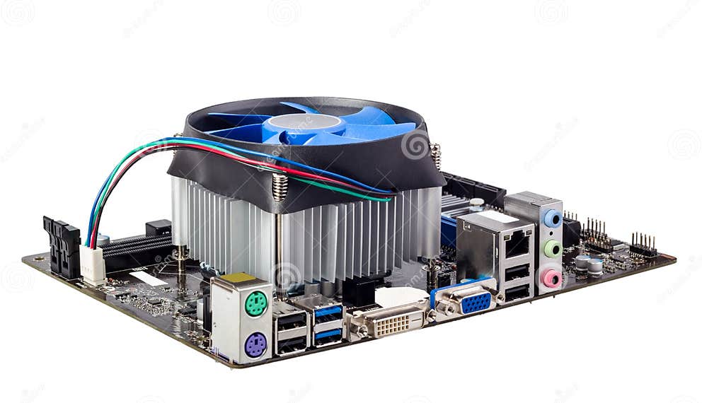 Electronic Collection - Computer Motherboard with CPU Cooler Stock ...