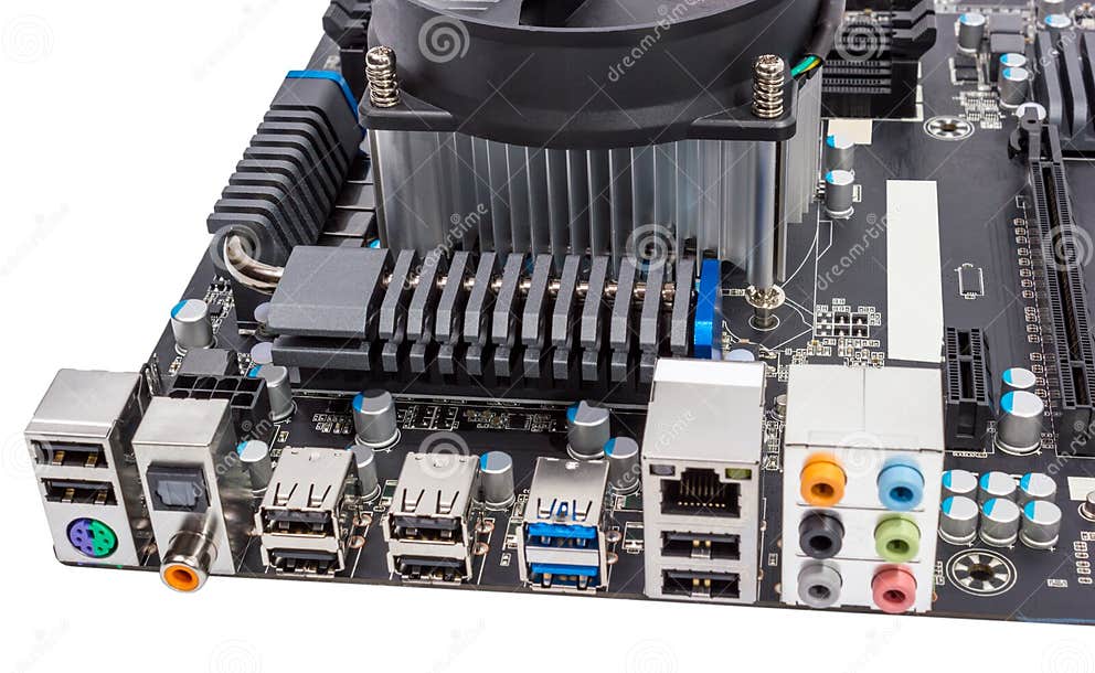Electronic Collection - Computer Motherboard with CPU Cooler Stock ...