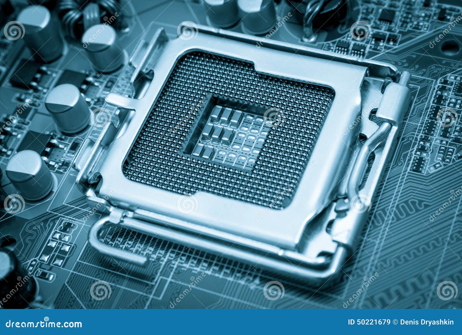 Electronic Collection - Empty CPU Socket Toned Blue Stock Image - Image ...