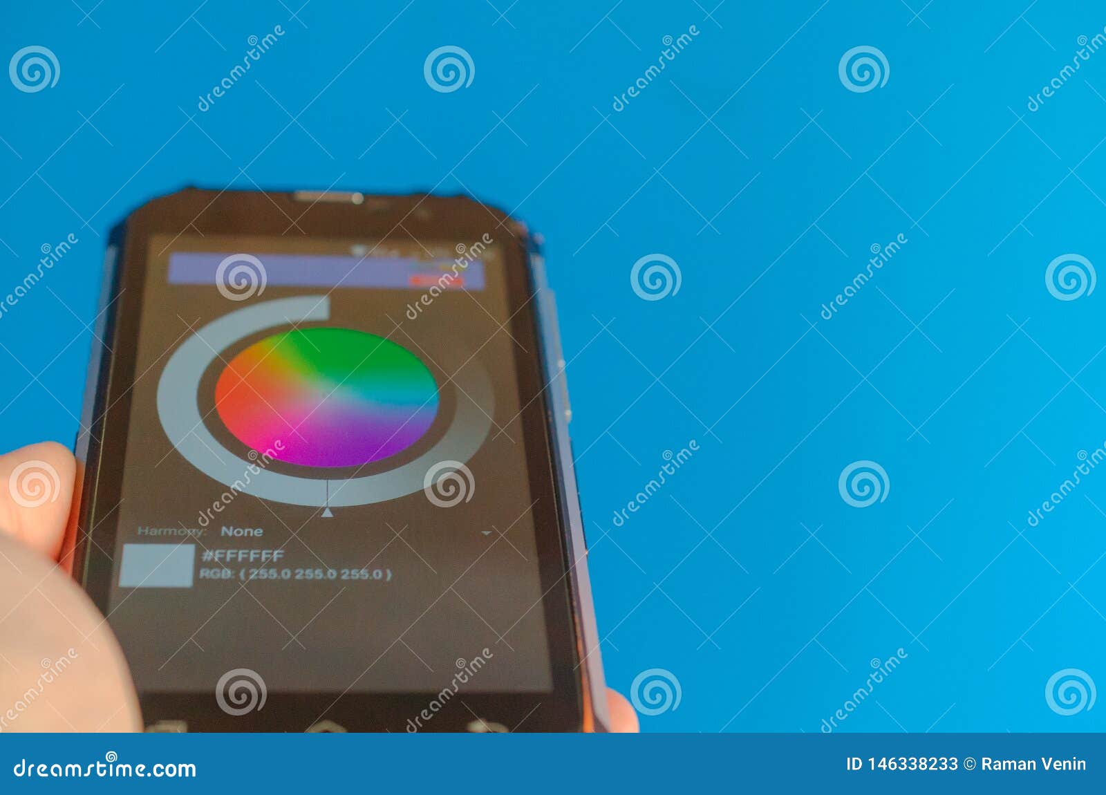 Electronic Color Palettes between Smartphone and Blue Background. Stock ...