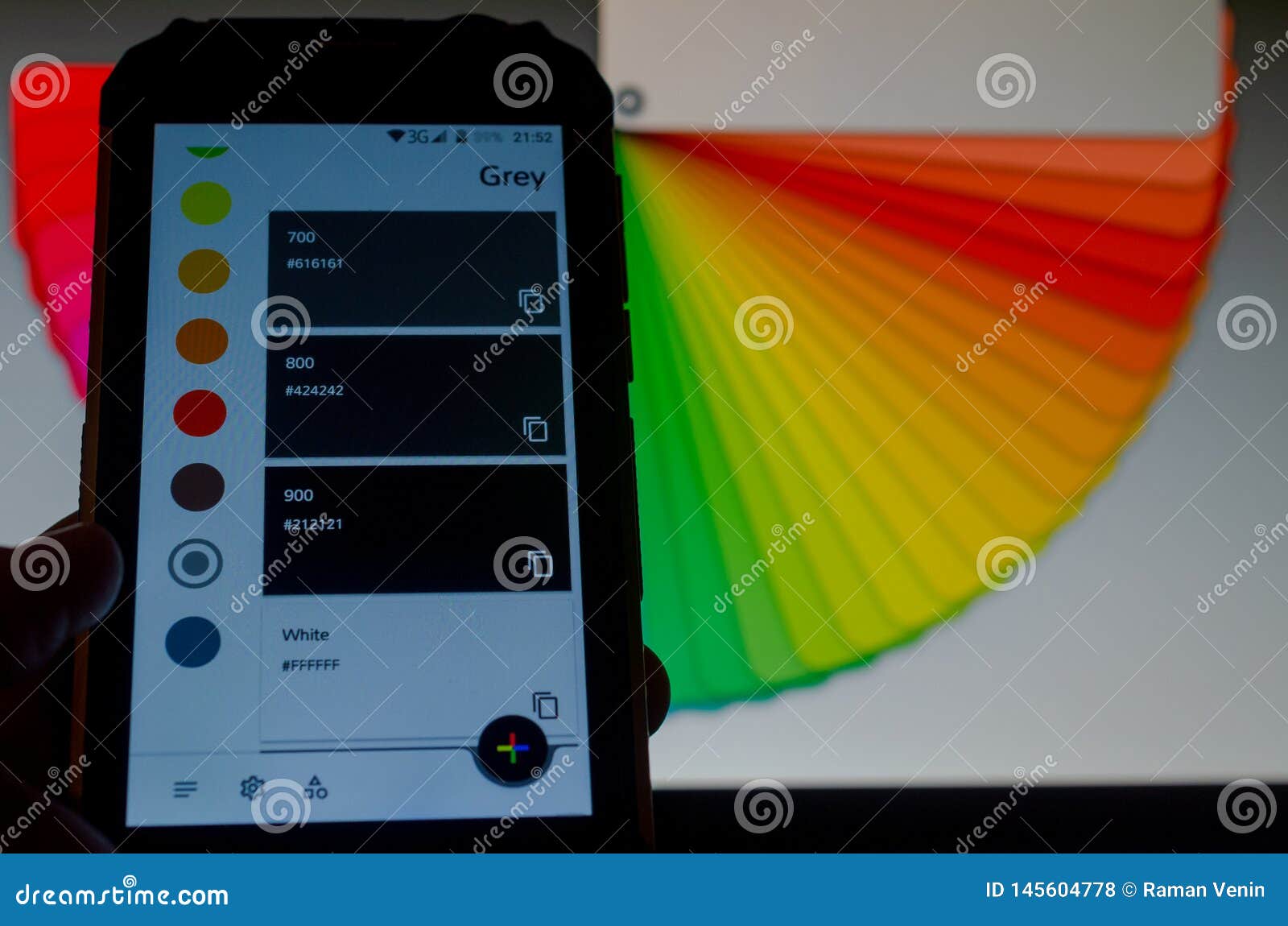 Electronic Color Palettes between a Smartphone and a Laptop. Stock ...