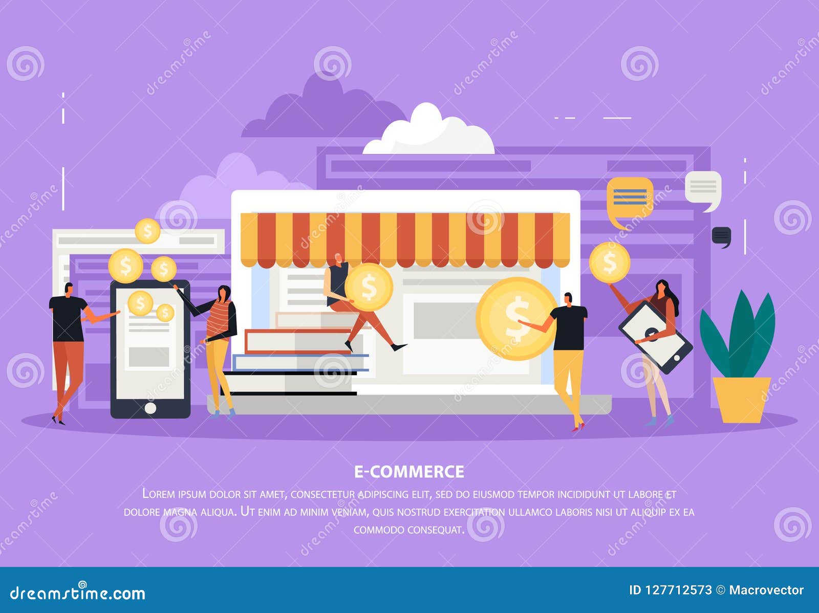 Electronic Commerce Background Concept Stock Vector - Illustration of ...
