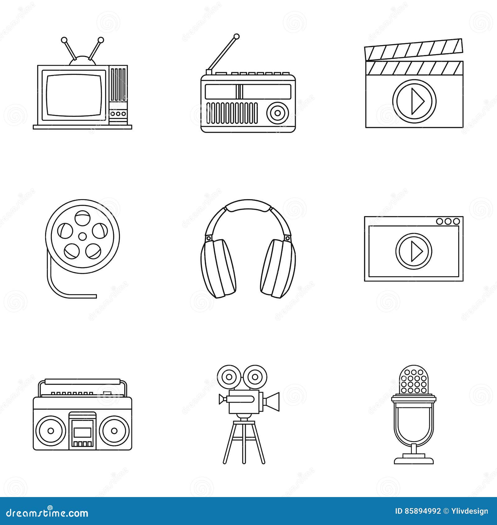 Electronic Communication Icons Set, Outline Style Stock Vector ...