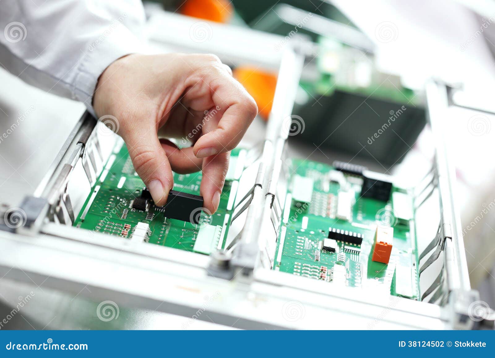 Electronic Component Assembly Stock Photo - Image of tweezers, chip ...