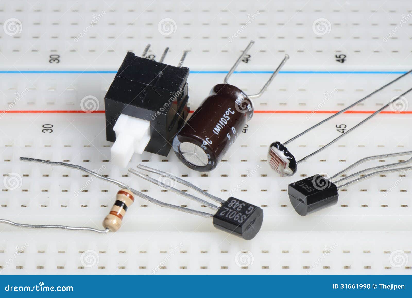 Electronic Component on Breadboard Stock Photo - Image of breadboard ...